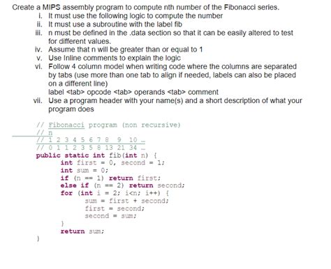 Solved Create A Mips Assembly Program To Compute Nth Number