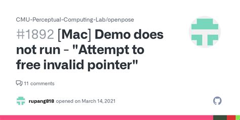 Mac Demo Does Not Run Attempt To Free Invalid Pointer Issue Cmu Perceptual