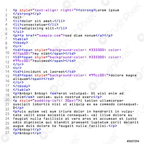 HTML Simple Website Code Vector Stock Vector Crushpixel