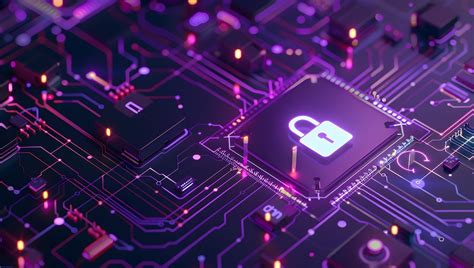 Futuristic Circuit Board With Cybersecurity Lock Symbol Premium Ai Generated Image