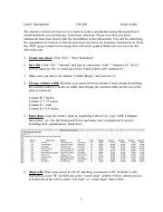 CIS Lab Manual Summer Excel Lab Spreadsheet CIS Emily Garbe The Objective Of