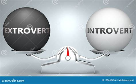 Extrovert And Introvert In Balance Pictured As A Scale And Words
