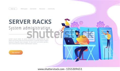 System Administrators Sysadmins Servicing Server Racks Stock Vector Royalty Free 1355309651