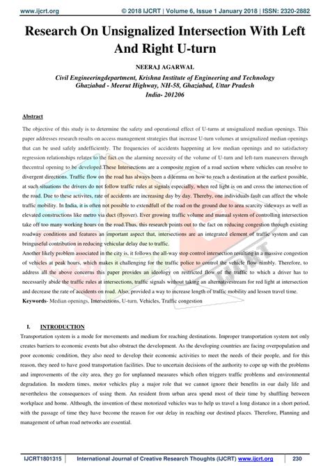 Pdf Research On Unsignalized Intersection With Left And Right U Turn