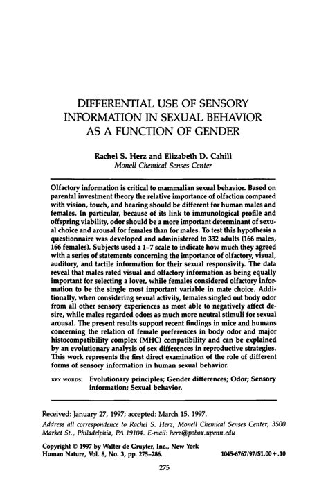 pdf differential use of sensory information in sexual behavior as a