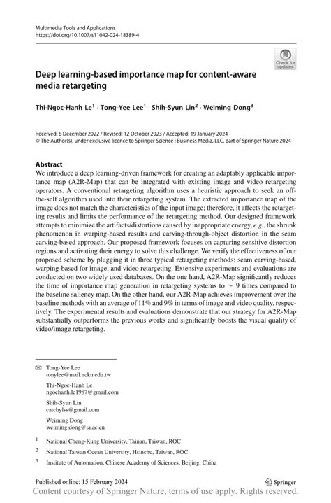 Deep Learning Based Importance Map For Content Aware Media Retargeting