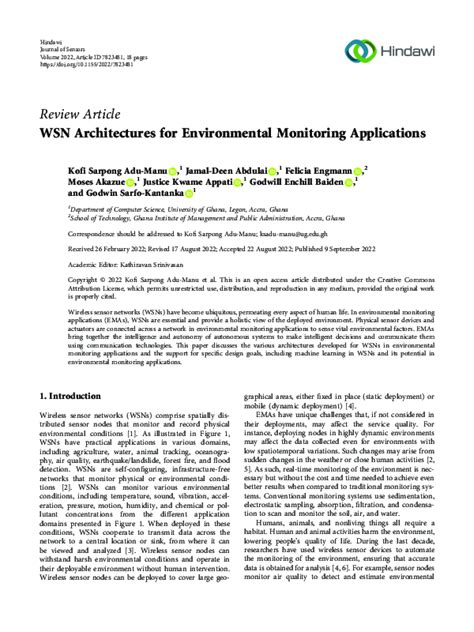 Pdf Wsn Architectures For Environmental Monitoring Applications