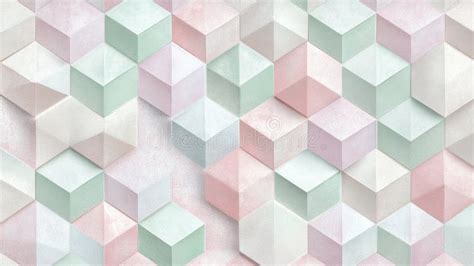 Pastel Geometric Texture With 3d Cube Pattern In Soft Pink Green And