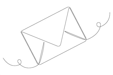 Continuous Single One Line Art Of Paper Envelope Message Post Letter