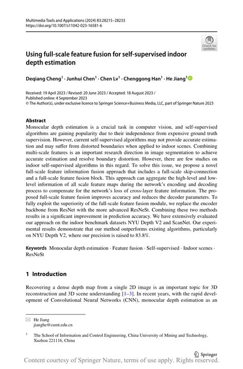 Using Full Scale Feature Fusion For Self Supervised Indoor Depth