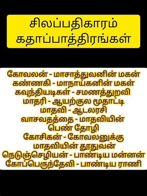 Tnpsc சிலப்பதிகாரம் கதாப்பாத்திரங்கள் Youtube