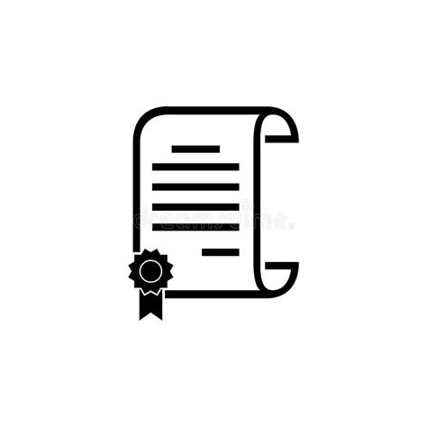 Certified Document Icon In Black And White Symbolizing Verification And Authenticity Stock