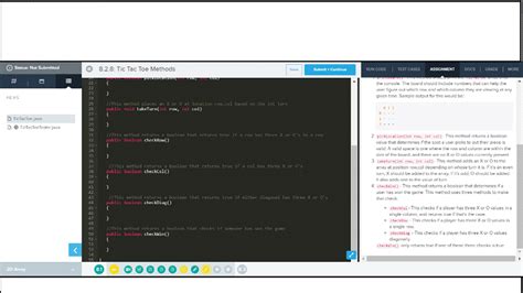 Solved Status Not Submitted 828 Tic Tac Toe Methods Submit Continue 1 Answer