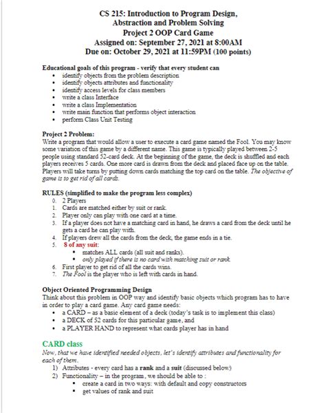 Solved Cs 215 Introduction To Program Design Abstraction