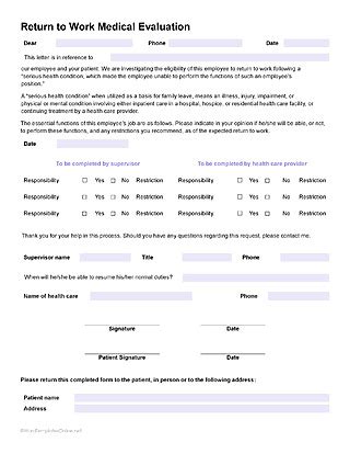 Free Return To Work Release Forms Word Google Docs