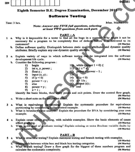Software Testing 8th Sem Question Paper For 8th Sem Ise