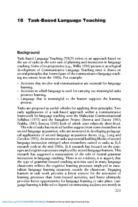 Task Based Language Teaching 223 18 Task Based Language Teaching Background Task Based