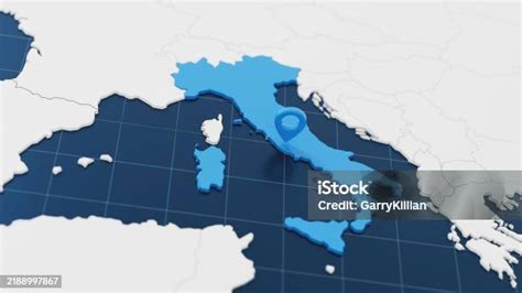 포인터 핀이 있는 블루 이탈리아 3d 지도는 흰색으로 둘러싸인 다른 국가입니다 국경이 있는 유럽 정치 지도 3d 렌더링 일러스트레이션 3차원 형태에 대한 스톡 사진 및 기타