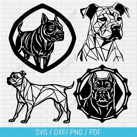 Pit Bull Terrier Svg Geometric Dog Svg Dog Dxf For Laser Pit Bull