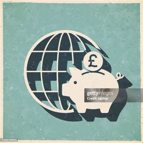Global Pound Savings Icon In Retro Vintage Style Old Textured Paper