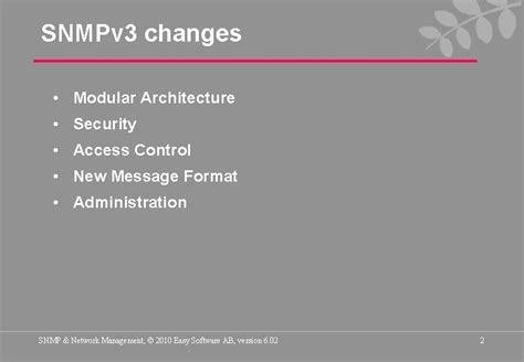 SNMPv Objectives Architecture Security Access Control