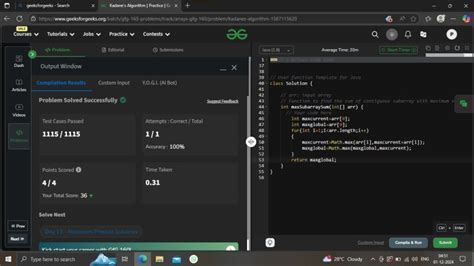 Modugu Prasanna On Linkedin Gfg160 Kadanealgorithm Geeksforgeeks Gfg160 Geekstreak2024