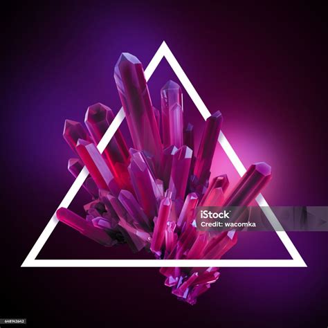3d 렌더링 디지털 일러스트 레이 션 삼각형 프레임 현대 보석 배경 루비 너 겟에 추상 결정 결정체에 대한 스톡 사진 및 기타 이미지 Istock