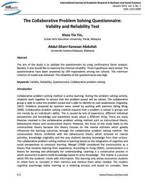 Fillable Online The Collaborative Problem Solving Questionnaire