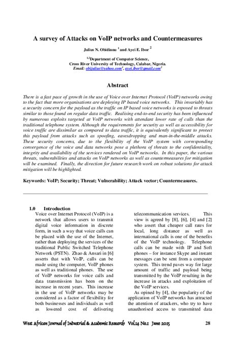 Pdf A Survey Of Attacks On Voip Networks And Countermeasures