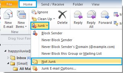 How To Mark An Email Message As Not Junk Or Spam In Outlook