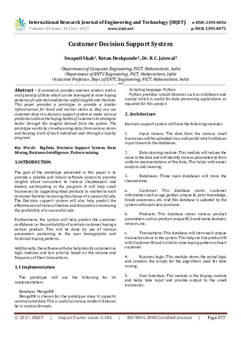 Pdf Customer Decision Support System