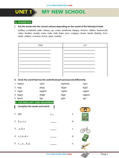 unit 1 extra exercise pdf schools english language