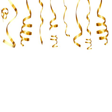 पारदर्शी पृष्ठभूमि वेक्टर पर गिरने वाले सुनहरे छोटे कंफ़ेद्दी स्ट्रीमर रिबन कंफ़ेद्दी फीता