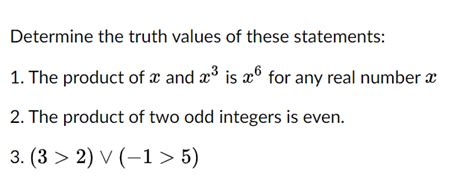 Solved Determine The Truth Values Of These Statements Chegg Com