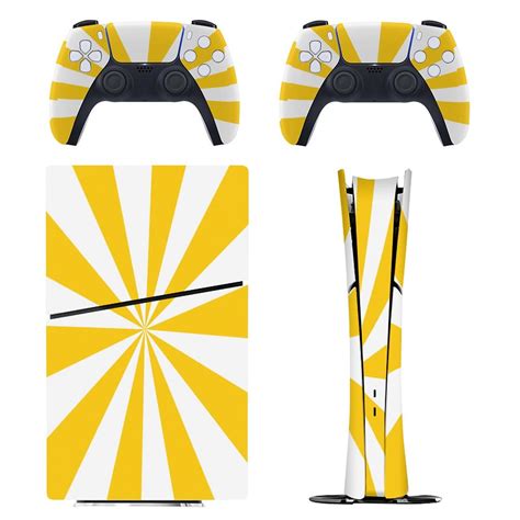 Aesthetic Signal Yellow And White Sunburst Ps5 Ps5 Slim Digital Disc Skin Sticker For Console