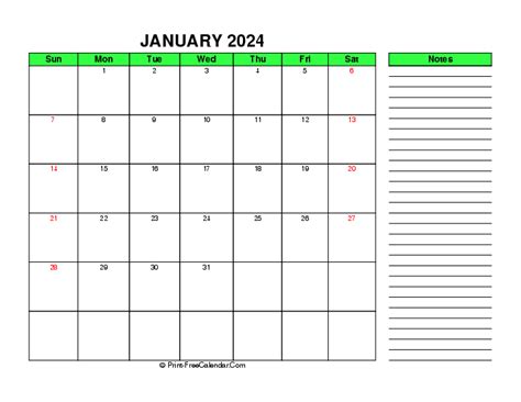 January 2024 Calendars Word Pdf Excel