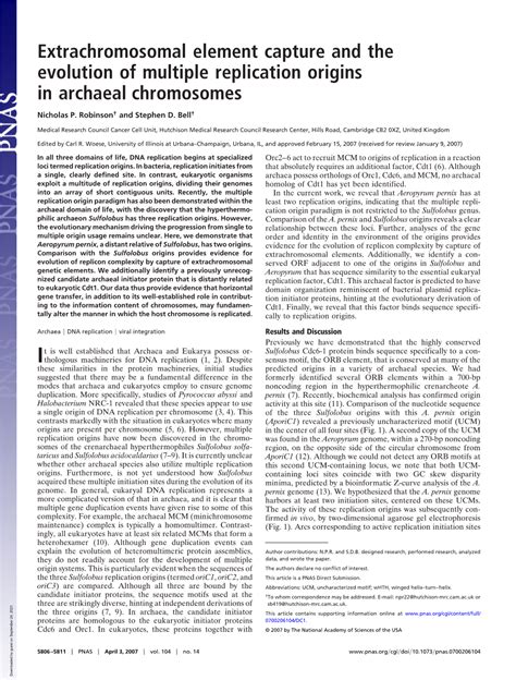 Extrachromosomal Element Capture And The Evolution Of Multiple Replication Origins In Archaeal