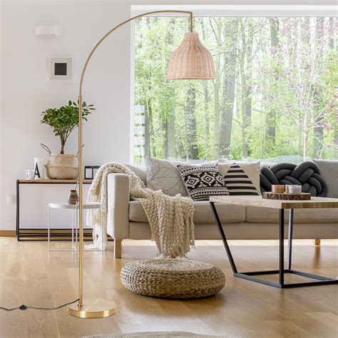 Dovecove Deantrei 72 44“ Arc Rattan Floor Lamp And Reviews Wayfair Canada