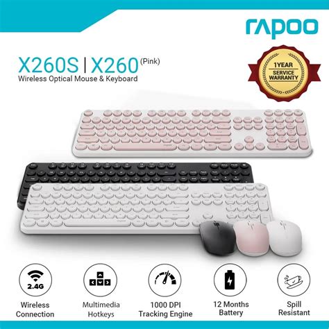 Rapoo Rapoo X260 S 2 4g Wireless Keyboard And Mouse Combo English White V073 Yoho