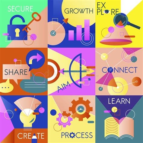 Icon Business Vector Set Colorful Stock Vector Illustration Of Operation Create 86272631