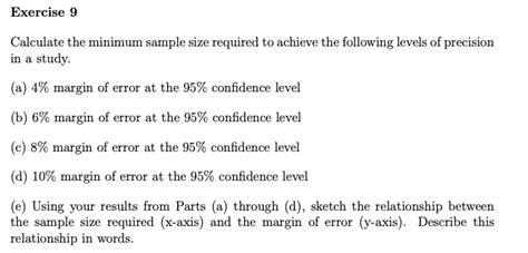 solved exercise 9 calculate the minimum sample size required