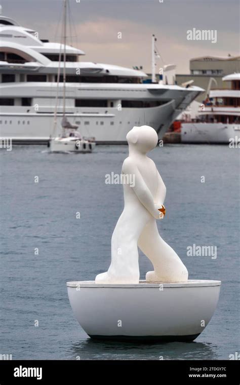 Buoy Floating In The Marina Sculpture Stargazer Miraestels Male Figure Looking At Stars