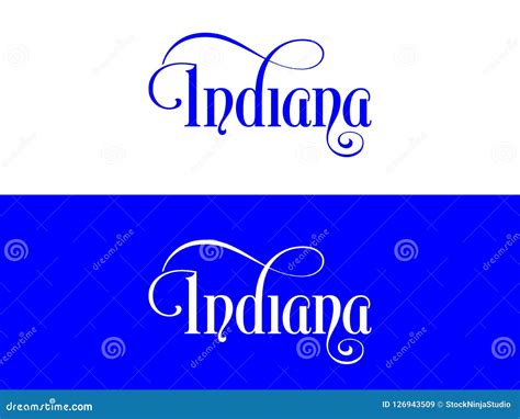 Tipografia Dos EUA Indiana States Handwritten Illustration No Oficial U S Cores Do Estado