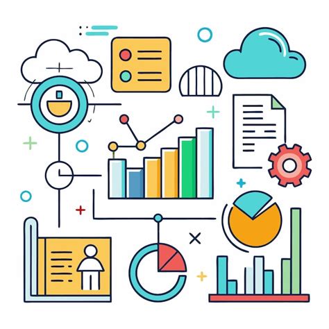 Colorful Data Visualization With Charts Graphs And Cloud Icons