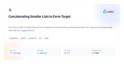 Concatenating Smaller Lists To Form Target Labex