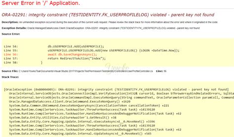 Oracle 搭配 Entity Framework 寫入資料出現 Ora 02291 錯誤 Yowkos Notes