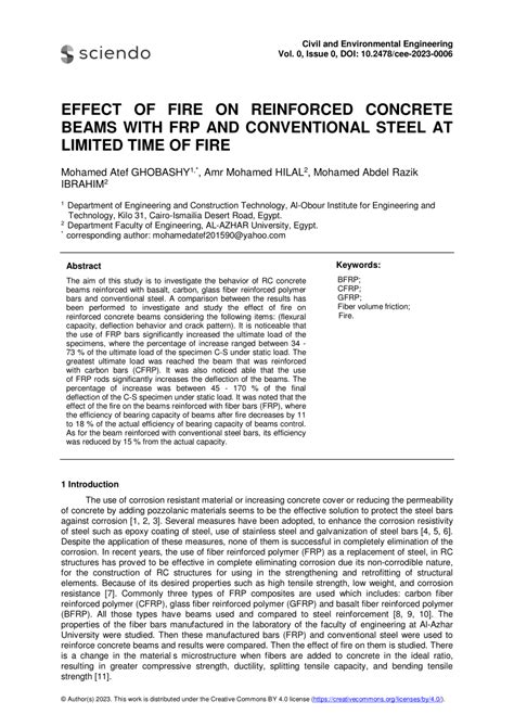 Pdf Effect Of Fire On Reinforced Concrete Beams With Frp And Conventional Steel At Limited