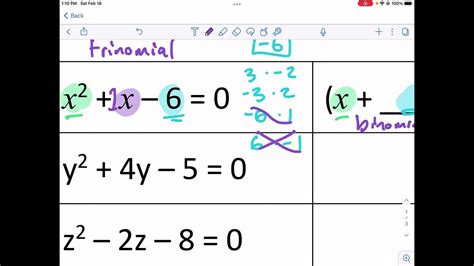Math Salamanders Factorising Quadratic Equations Sheet 5 Youtube