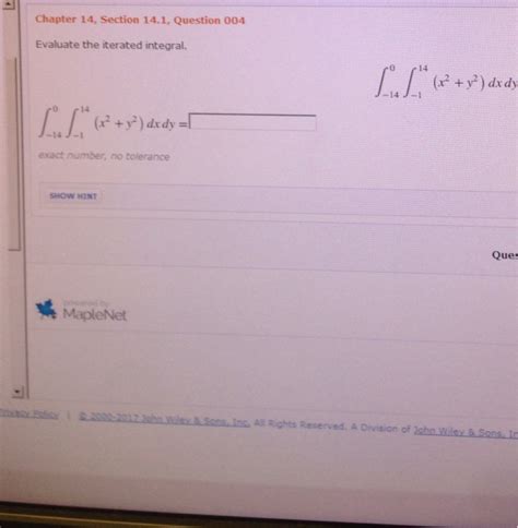 Solved Chapter 14 Section 14 1 Question 004 Evaluate The Chegg Com