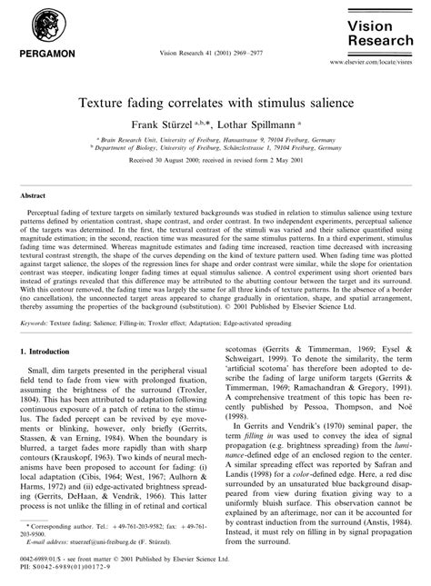 Pdf Texture Fading Correlates With Stimulus Salience
